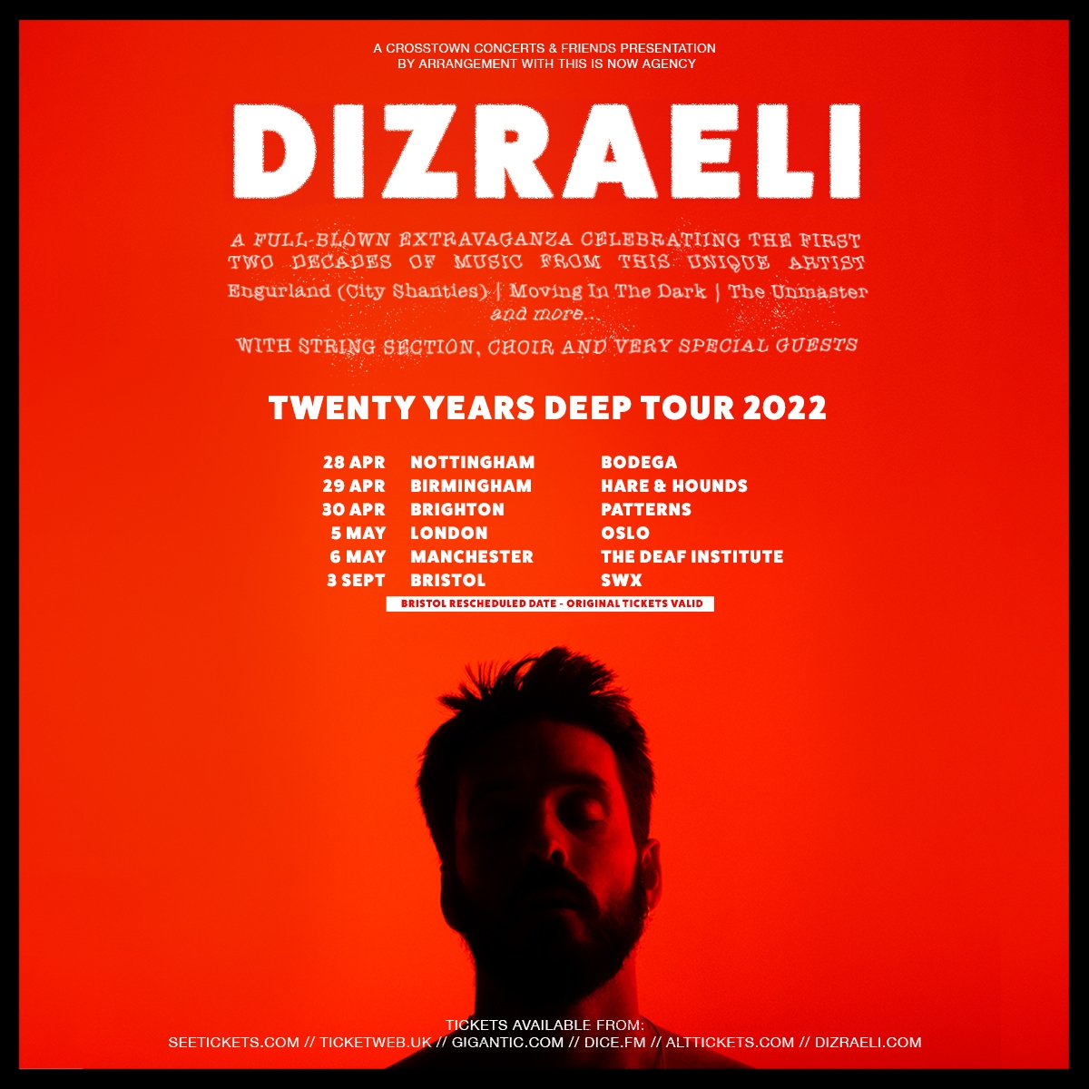 Multi-talented Bristol artist Dizraeli announces 20th Anniversary tour